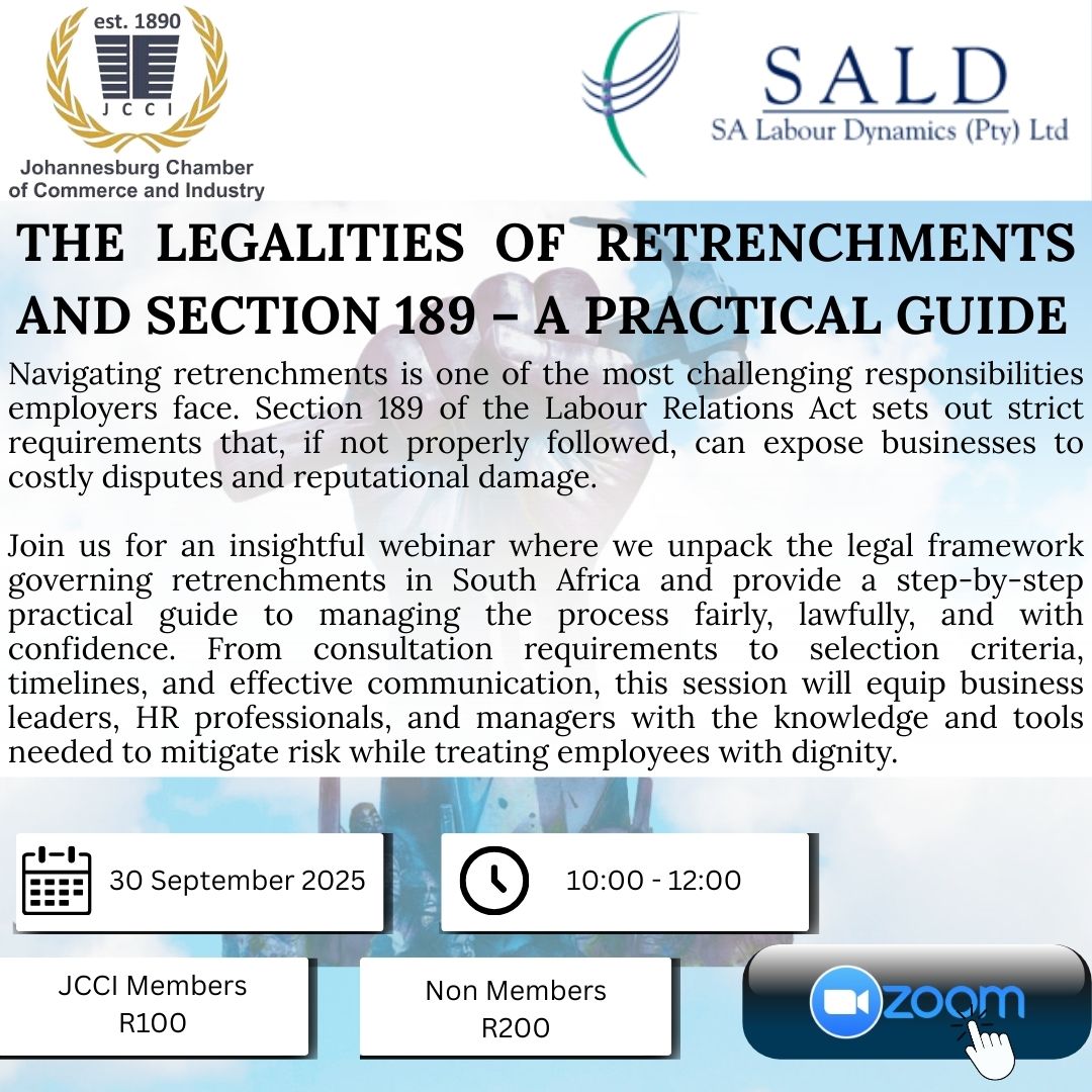 The Legalities of Retrenchments and Section 189 – A Practical Guide – JCCI